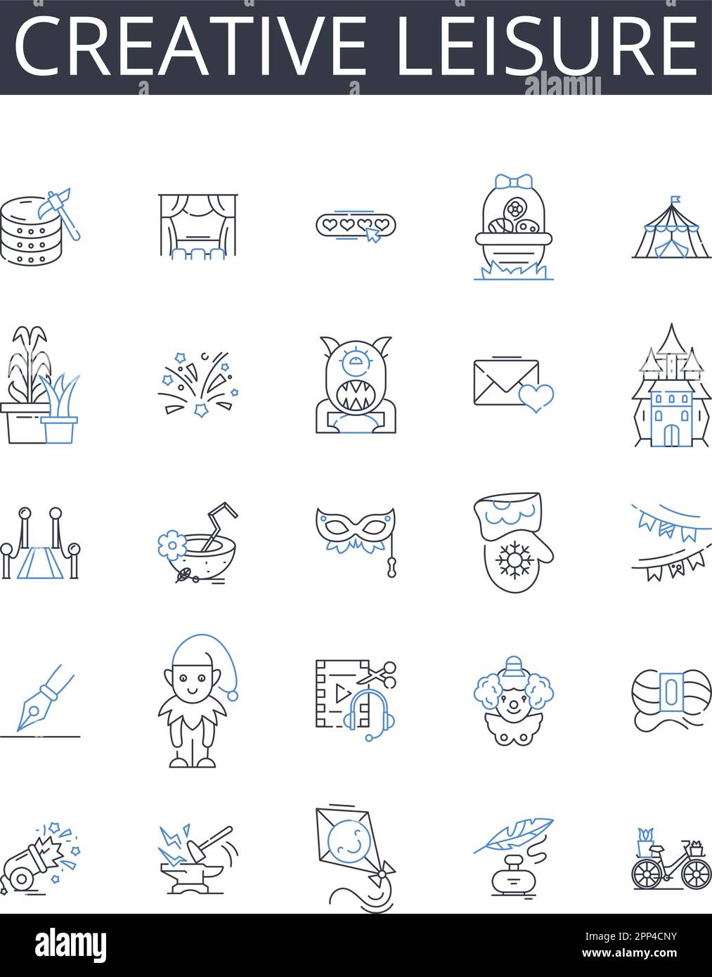 Creative leisure line icons collection. Breaking, Anchor, Current ...