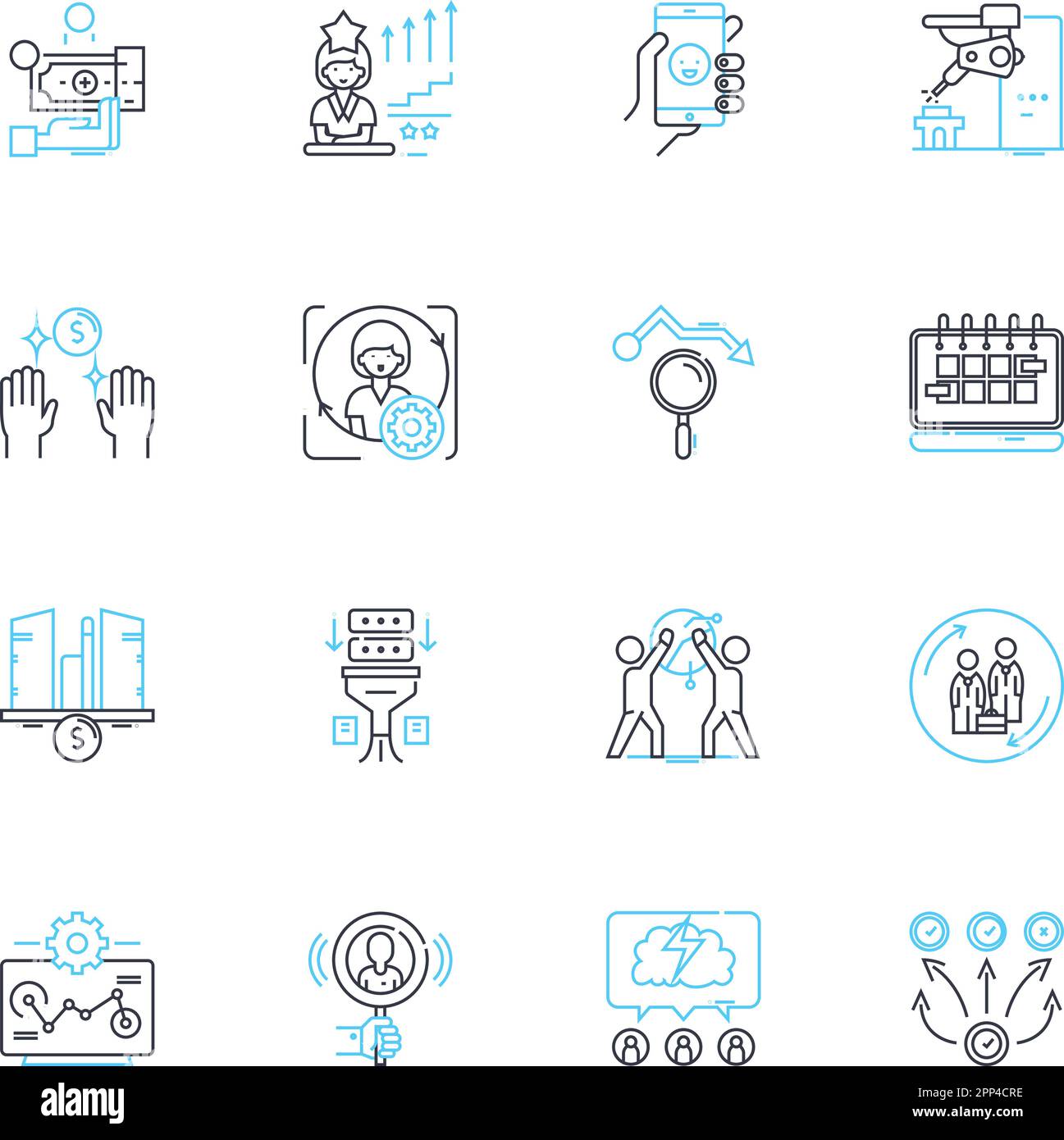 Corporation company linear icons set. Profitable, Innovative, Global ...