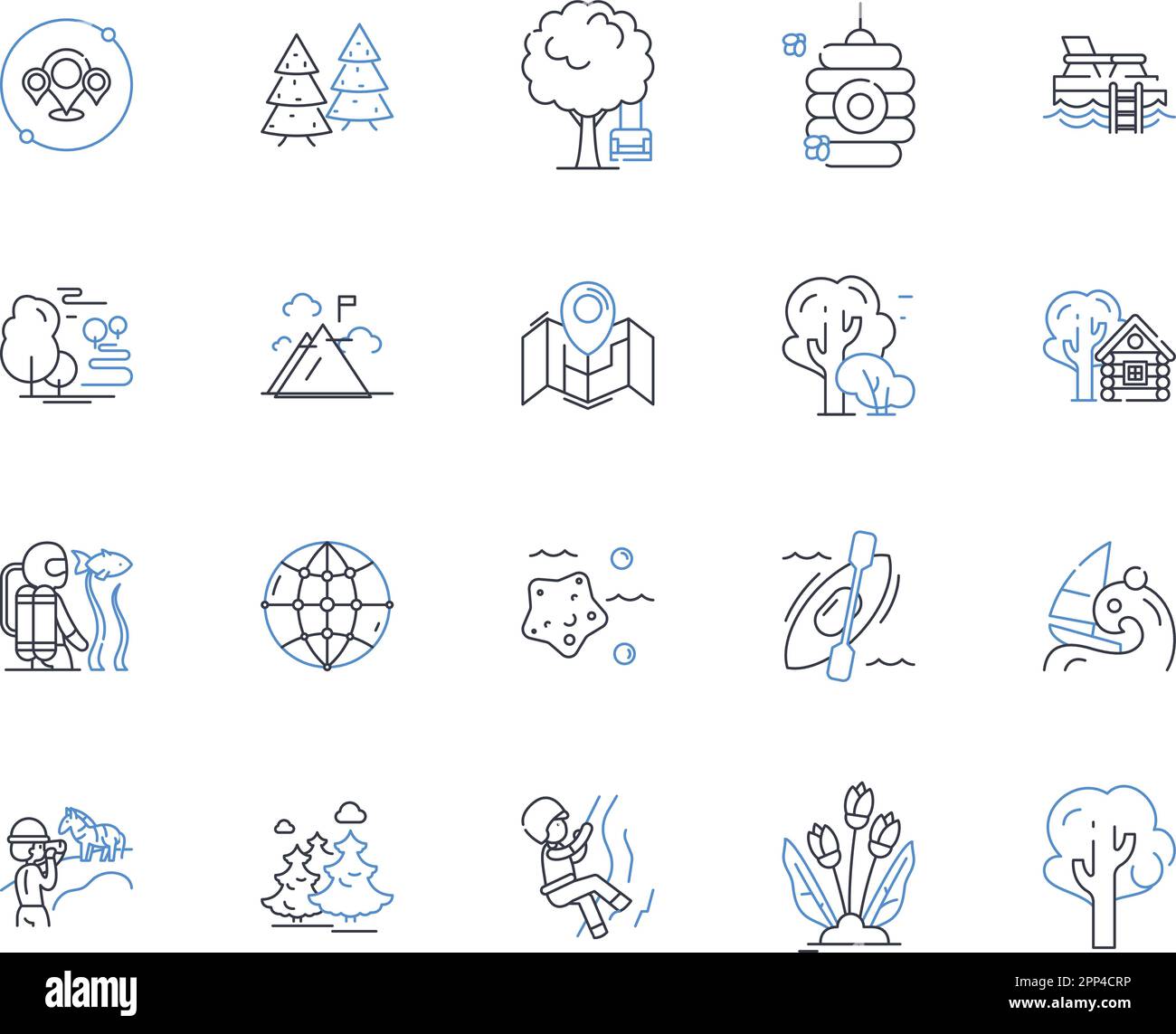 Exploring discovering line icons collection. Adventure, Navigation ...