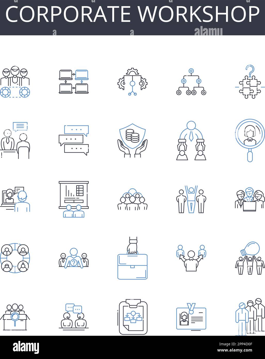 Corporate workshop line icons collection. Connections, Conversations ...