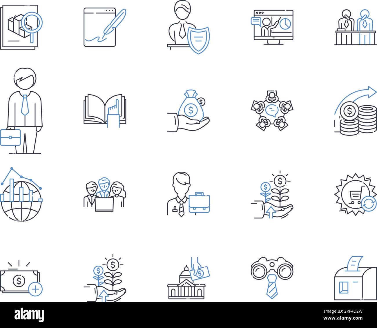 Wealth optimization line icons collection. Investments, Diversification ...