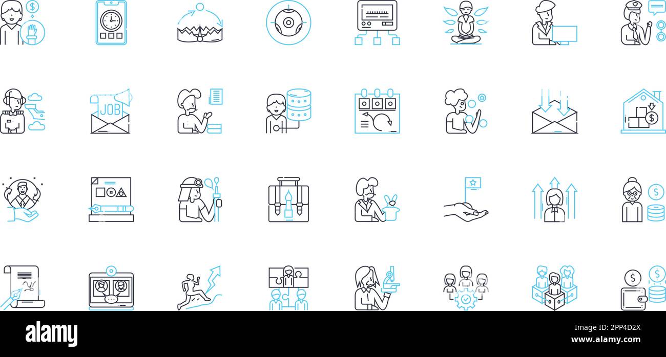 Job advancement linear icons set. Promotion, Progression, Advancement ...