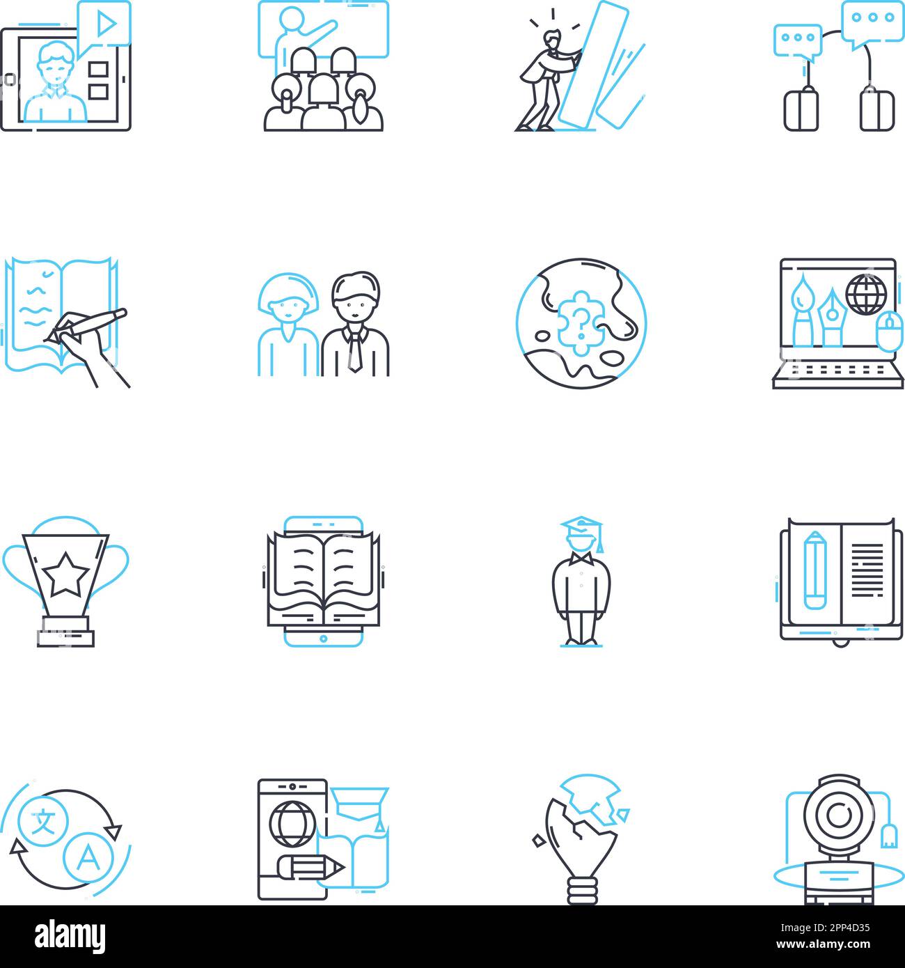 E Learning Tutorials Linear Icons Set Online Course Instruction Lesson Class Lecture