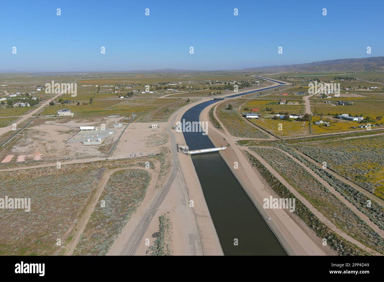 An aerial view of the Governor Edmund G. Brown California Aqueduct East ...