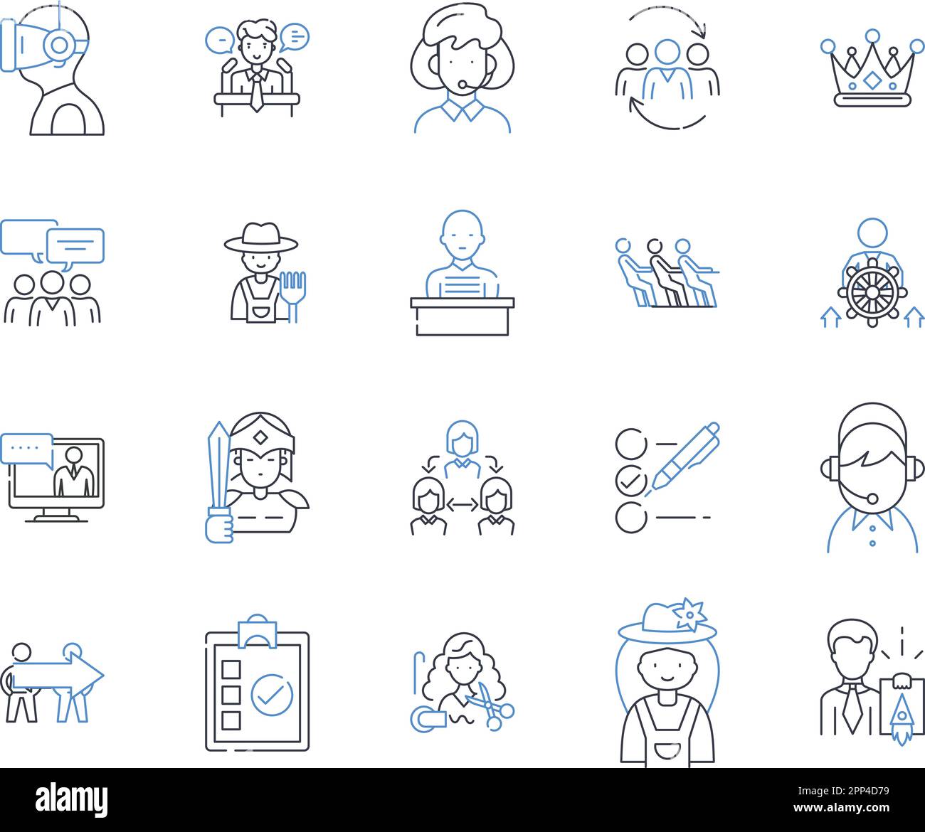 Senior administrators line icons collection. Experience, Leadership ...