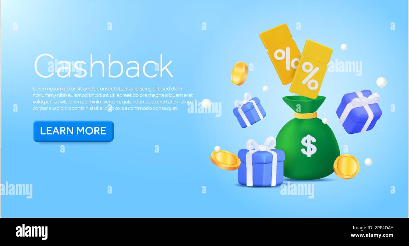 3d money bag with coupon, voucher, gift box on gradient background ...