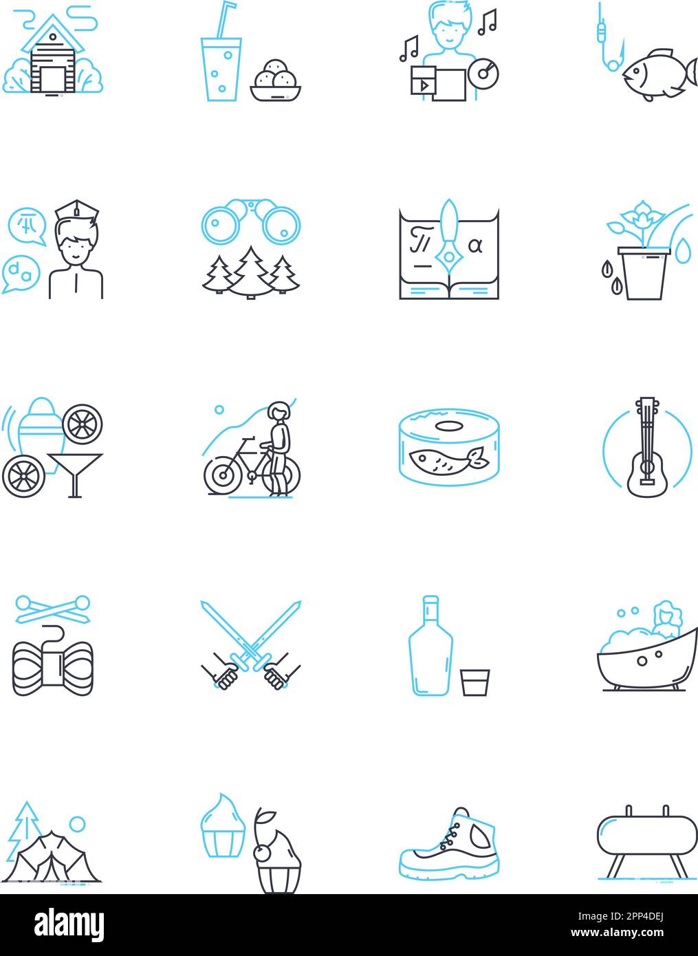 Fun fair linear icons set. Carousel, Ferris wheel, Rollercoaster ...