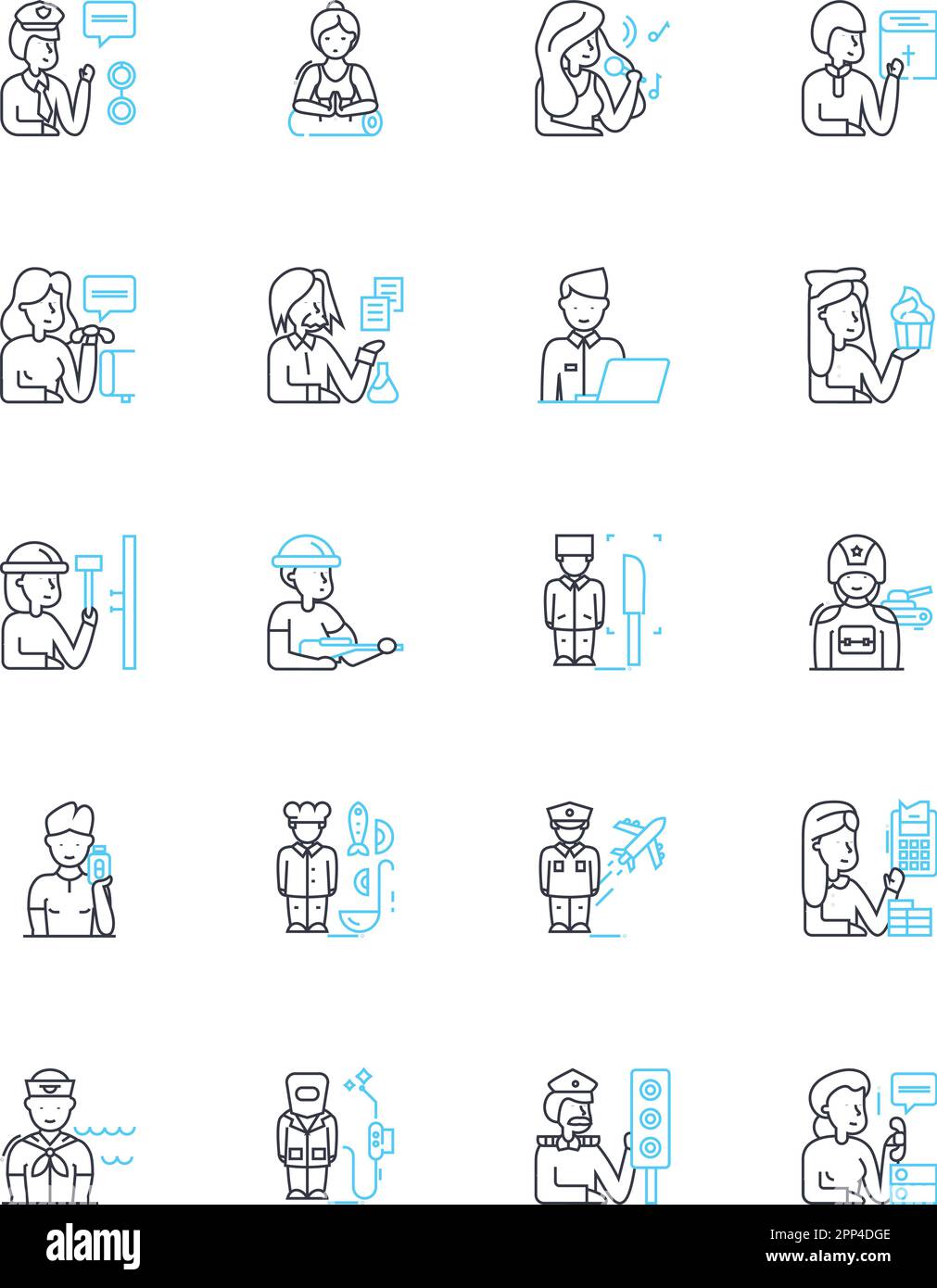 Skillful professions linear icons set. Expert, Artisan, Skilled ...