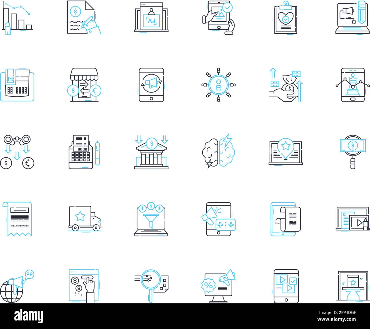 Cyber Universe Linear Icons Set Virtuality Netizens Cyberspace