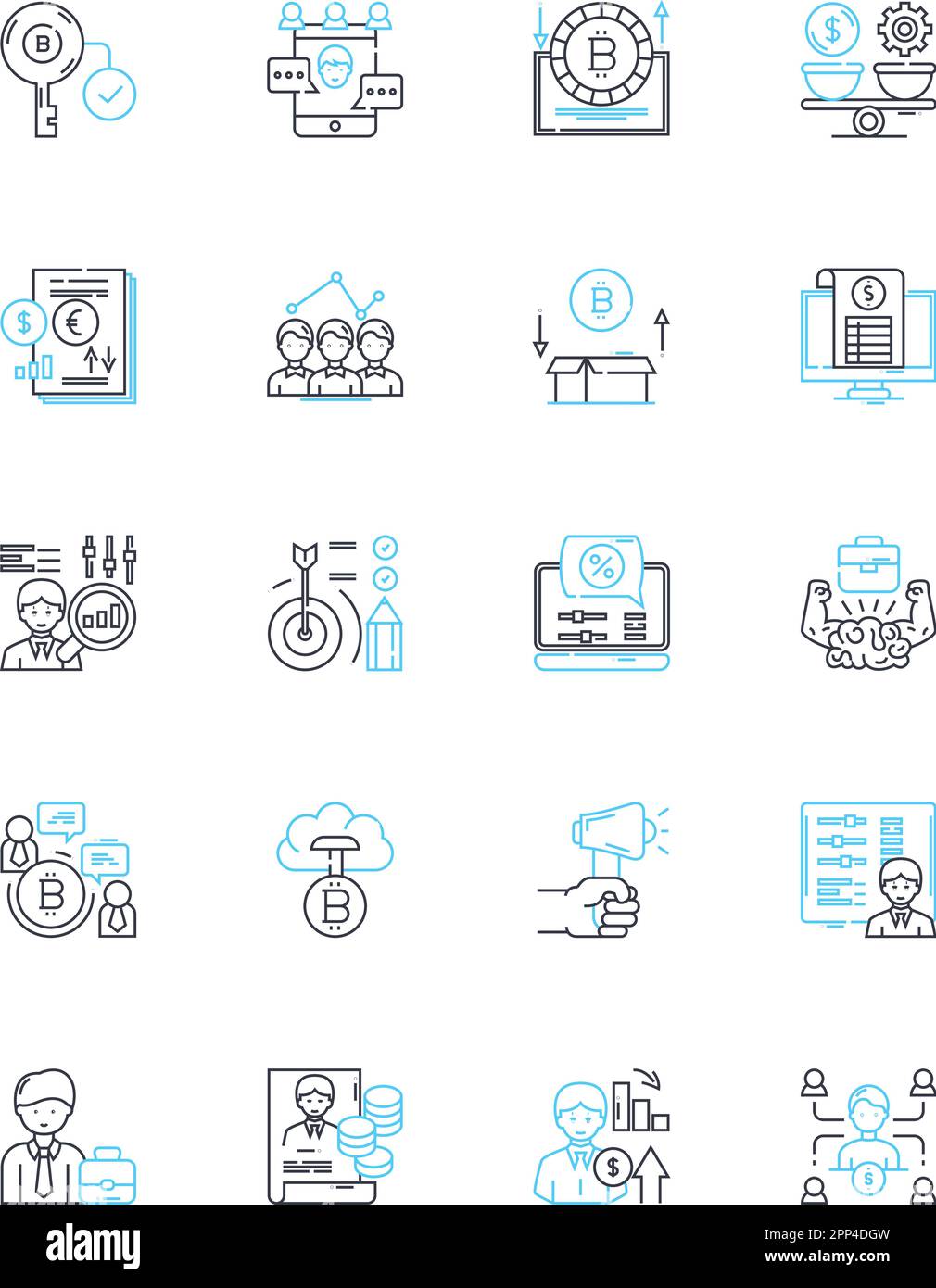 Digital reality linear icons set. Simulation, Virtuality, Artificiality ...