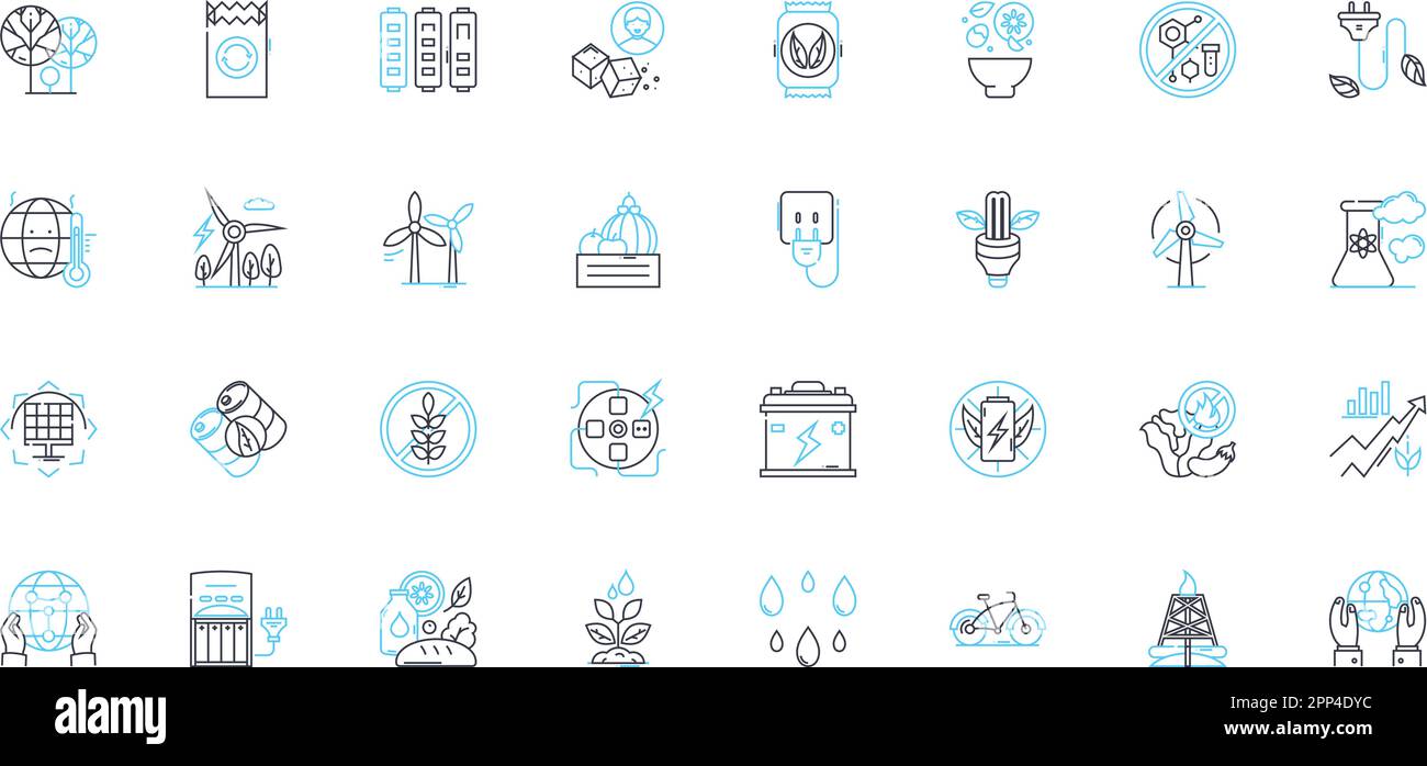 Bio fuel linear icons set. Ethanol, Biodiesel, Algae, Biomass ...