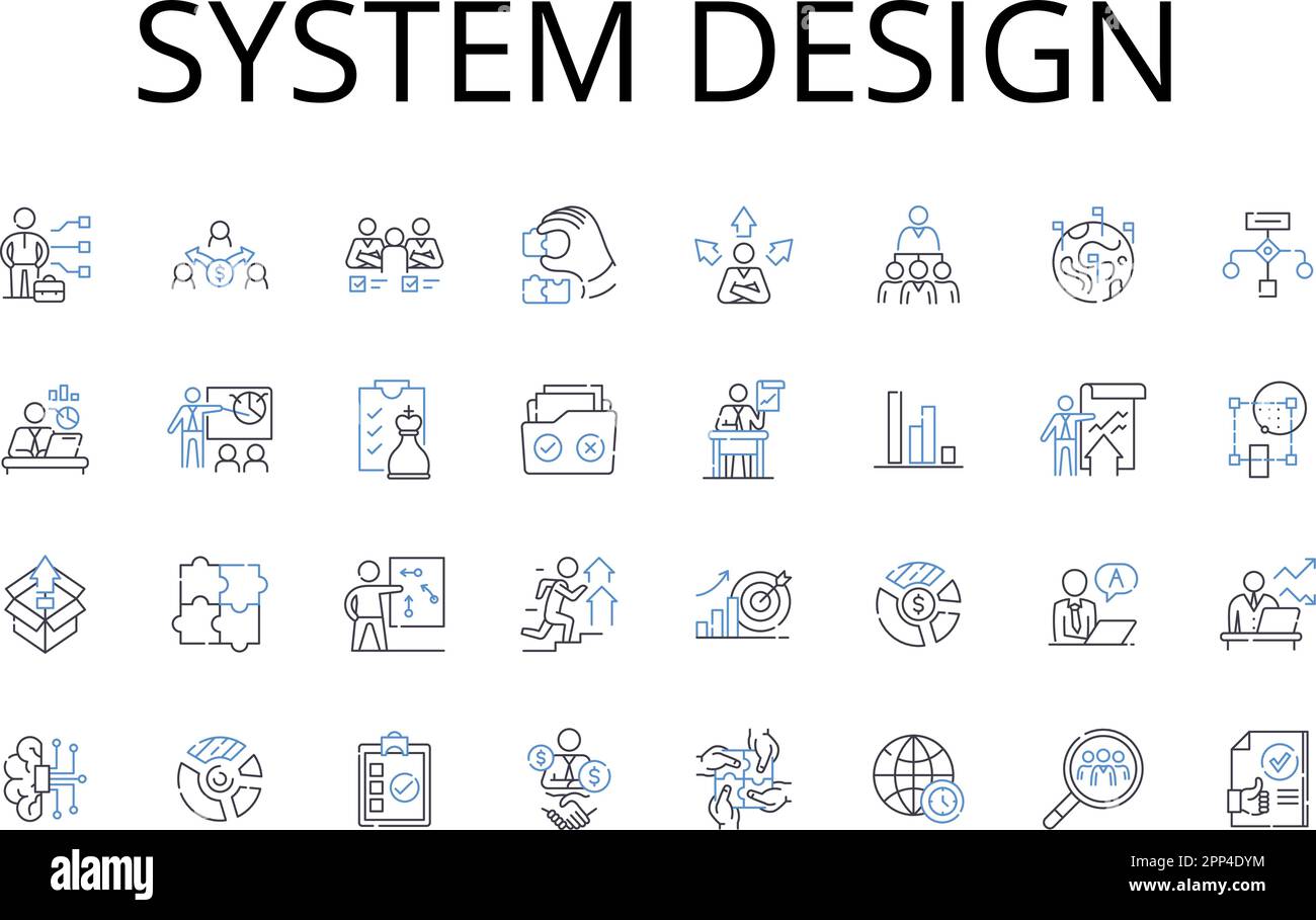 System design line icons collection. Strategic planning, Budget control ...