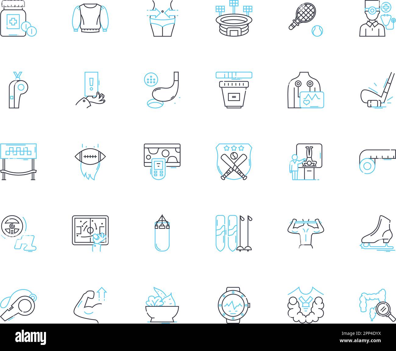 Physical wellness linear icons set. Fitness, Strength, Endurance ...