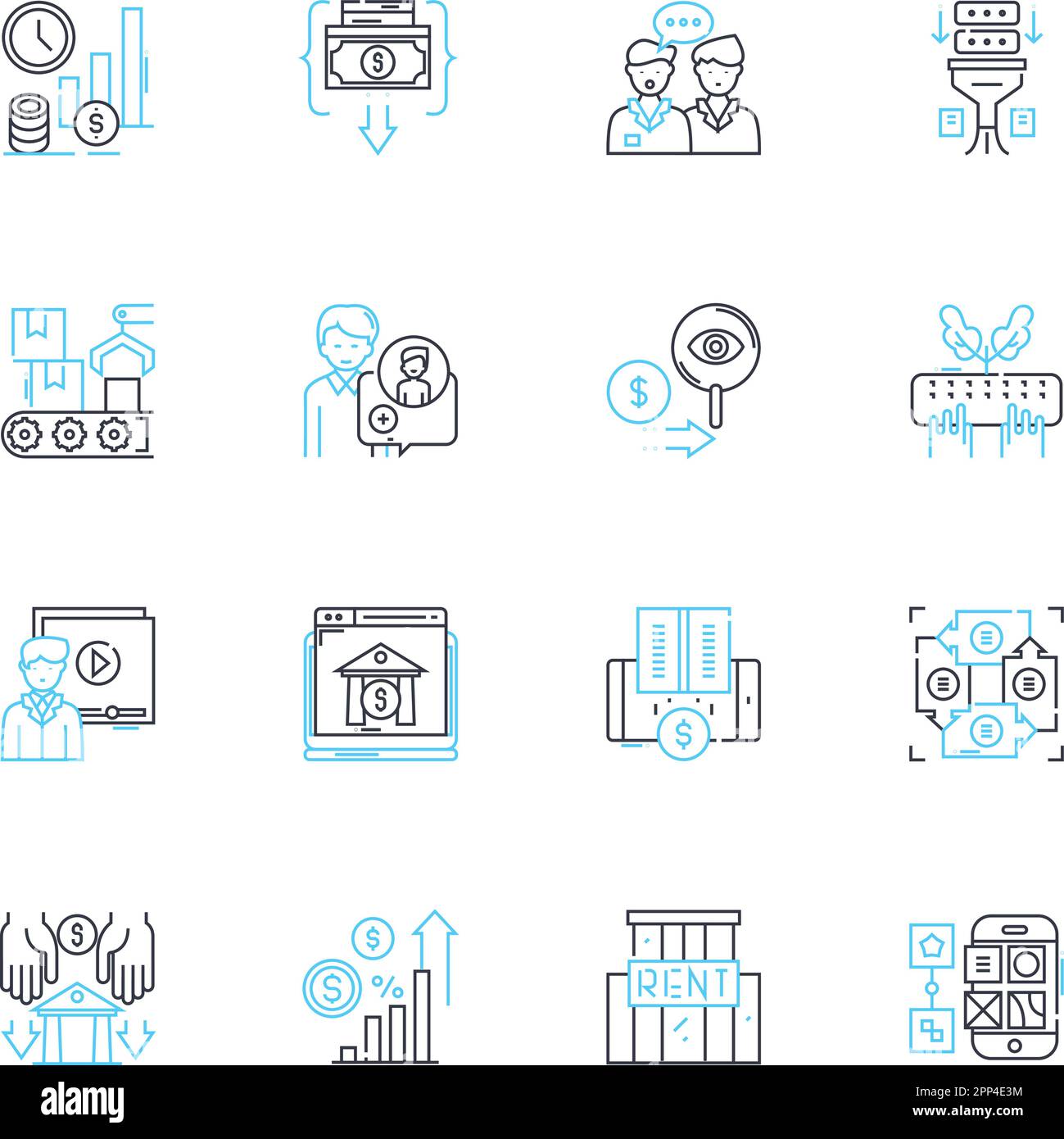 Advertising Campaign Linear Icons Set Branding Strategy Creativity Targeting Messaging