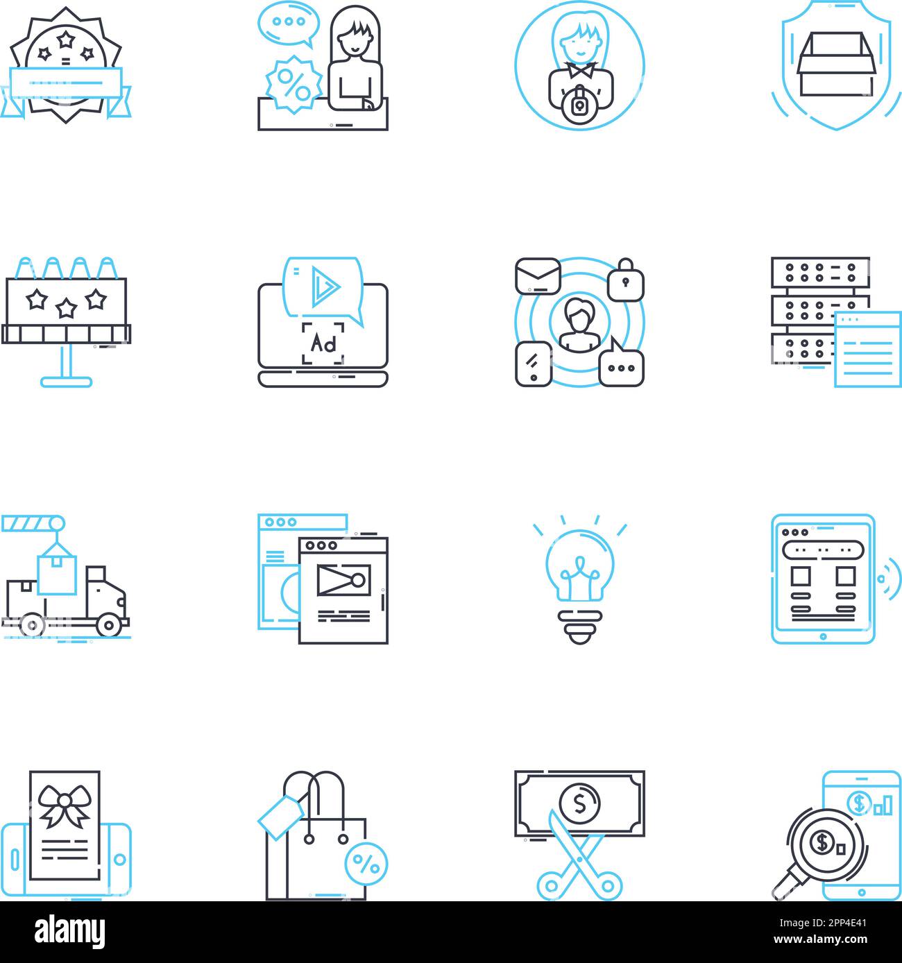 E-commerce sales linear icons set. Marketing, Conversion, Sales ...