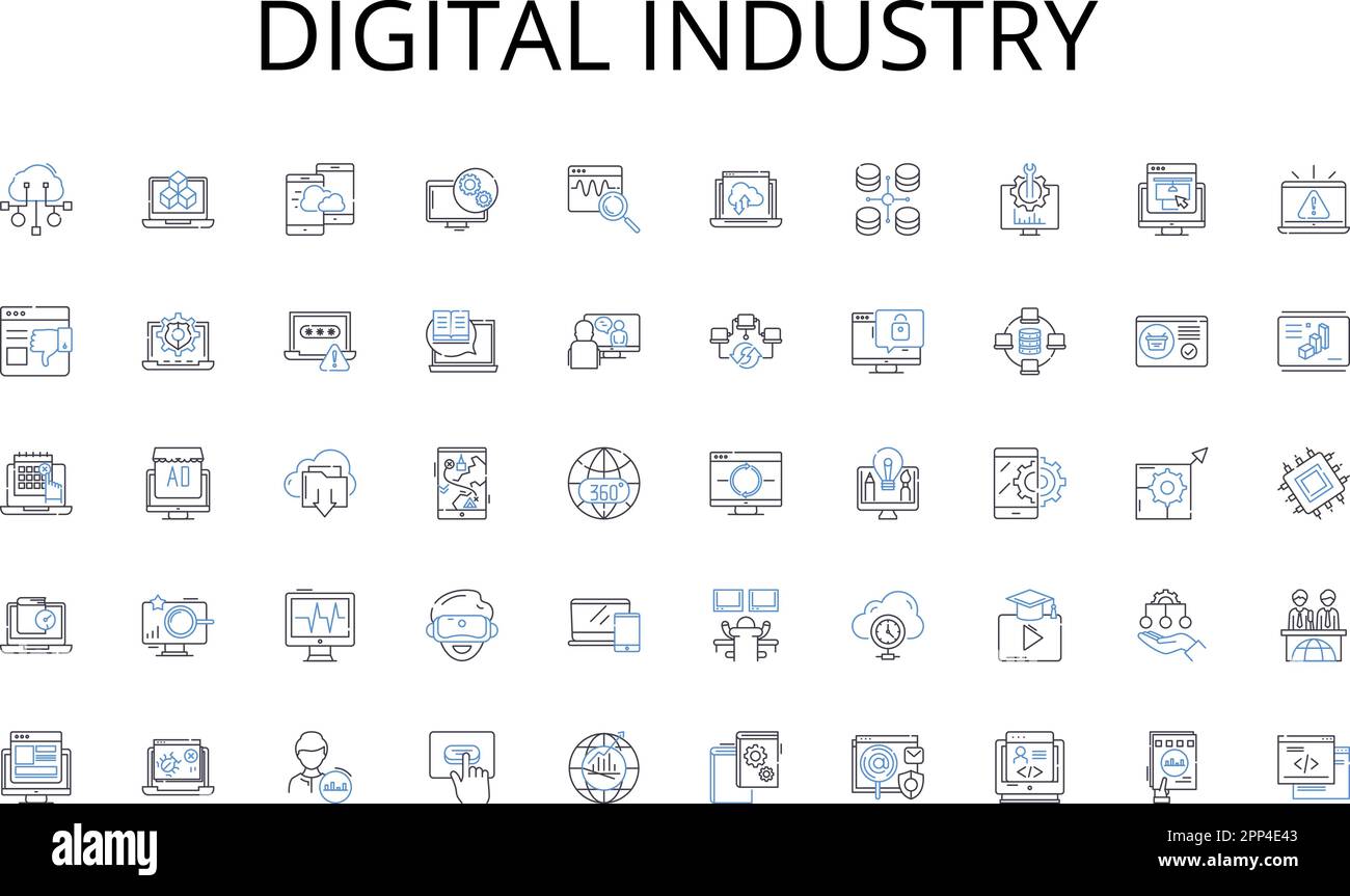 Digital industry line icons collection. Healing, Rhythmic, Soothing ... Digital industry line icons collection. Healing, Rhythmic, Soothing ...