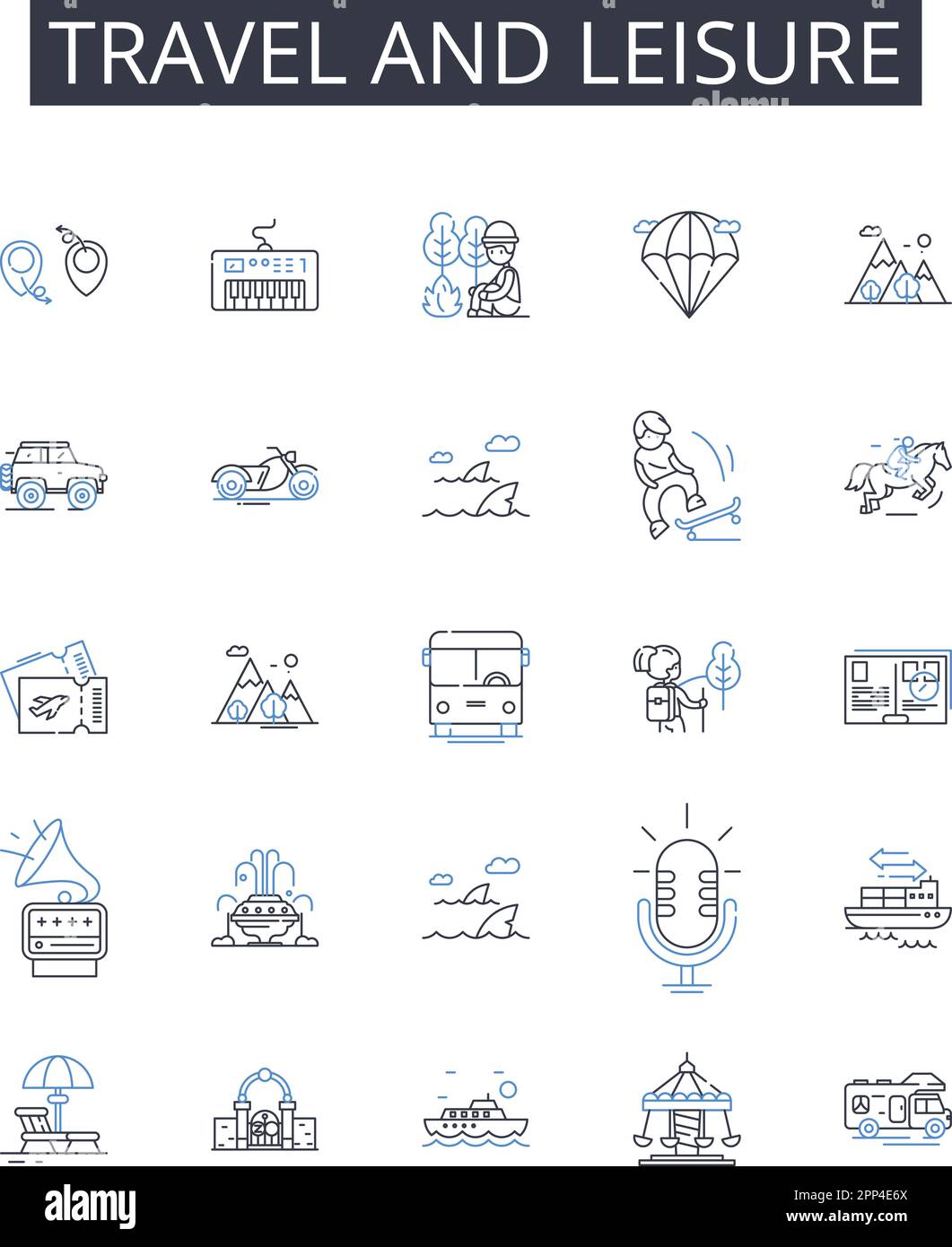Travel and leisure line icons collection. Tourism, Vacation, Trip ...