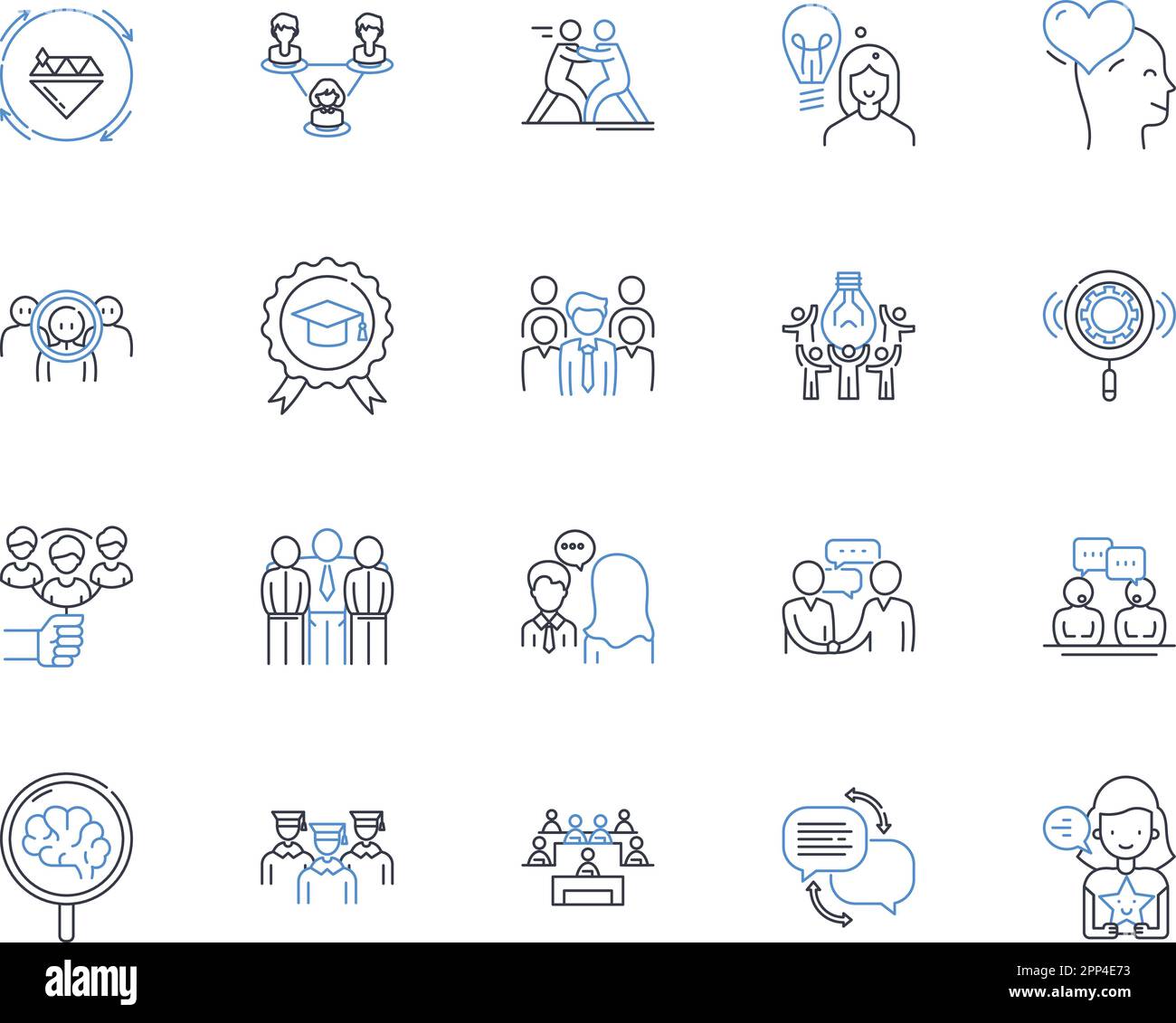 Success strategies line icons collection. Focus, Determination ...