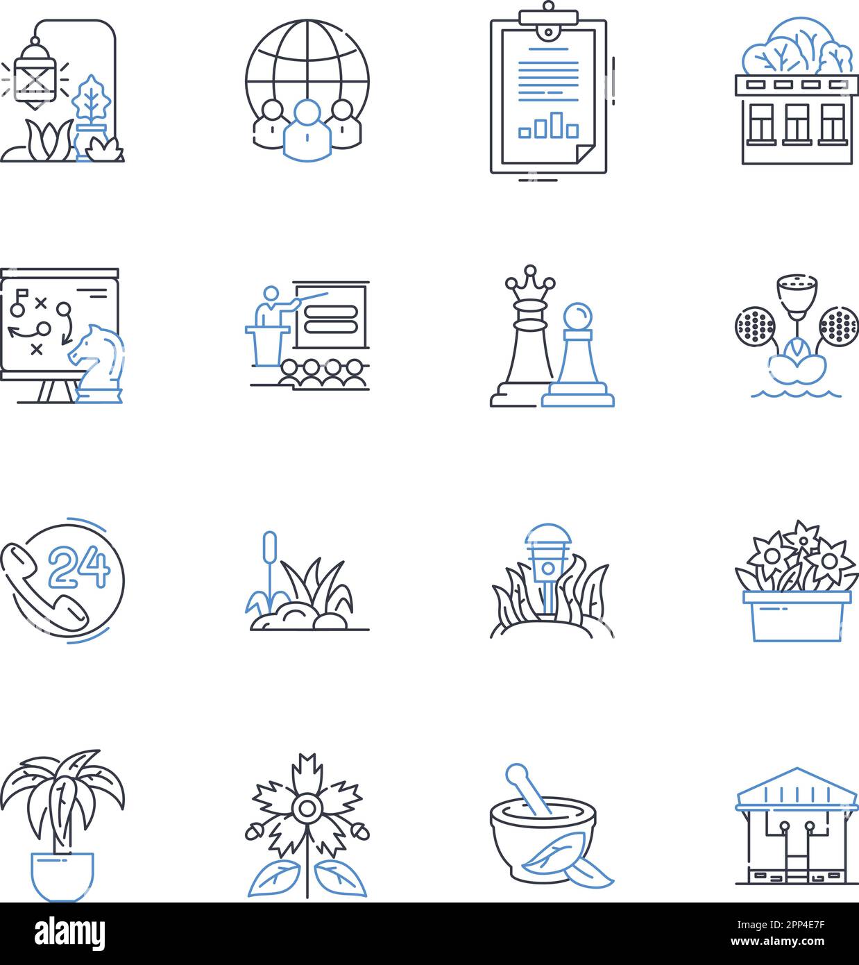 Construction Business Line Icons Collection Foundation Infrastructure