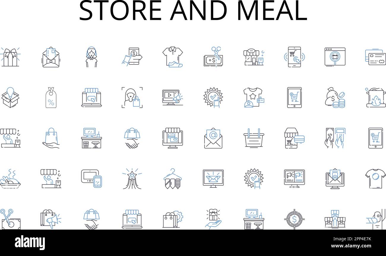 Store and meal line icons collection. Food, Cuisine, Delicacies ...