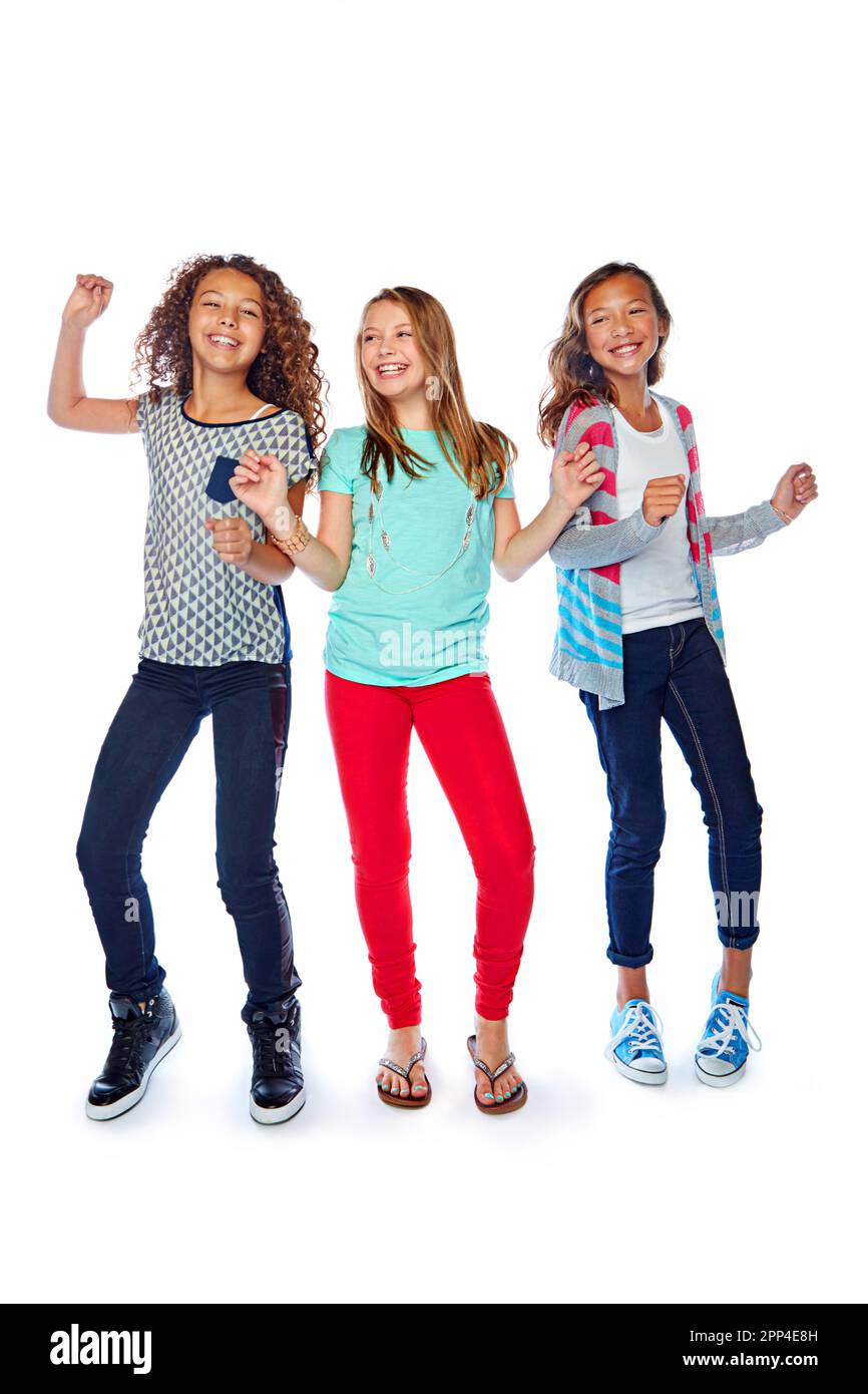 Triple the cuteness, triple the fun. Studio shot of a group of young ...