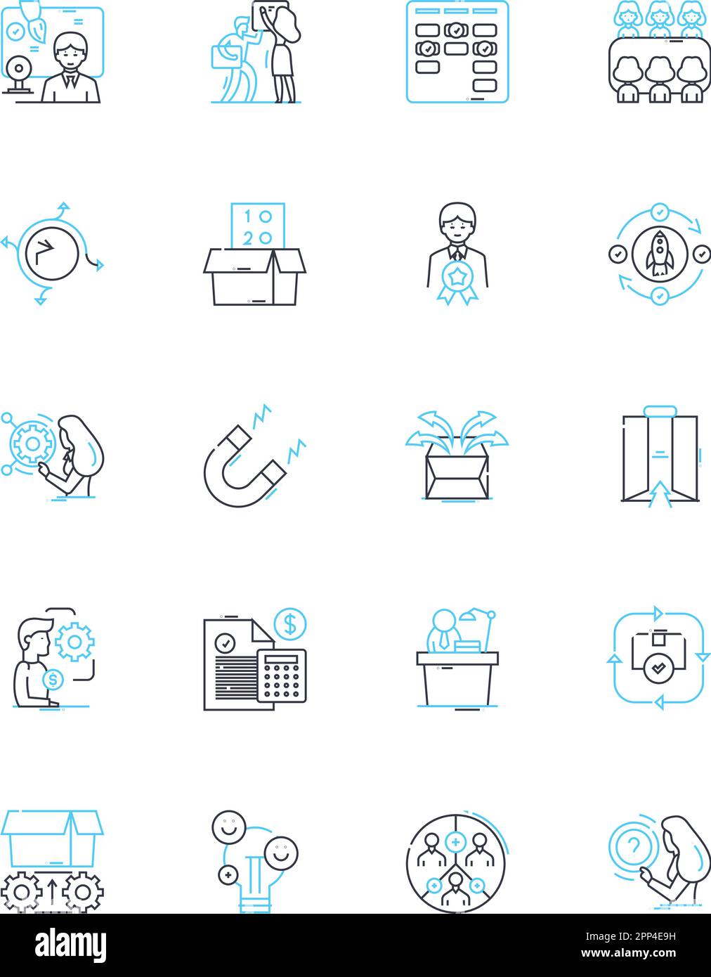 Project kickoff linear icons set. Initiative, Launch, Commencement ...