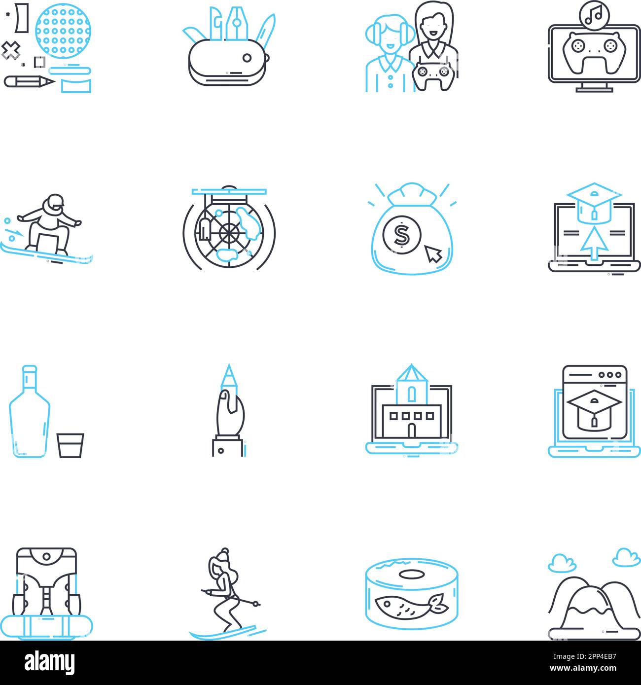 Distant learning linear icons set. Online, Distance, Virtual, Remote, E ...