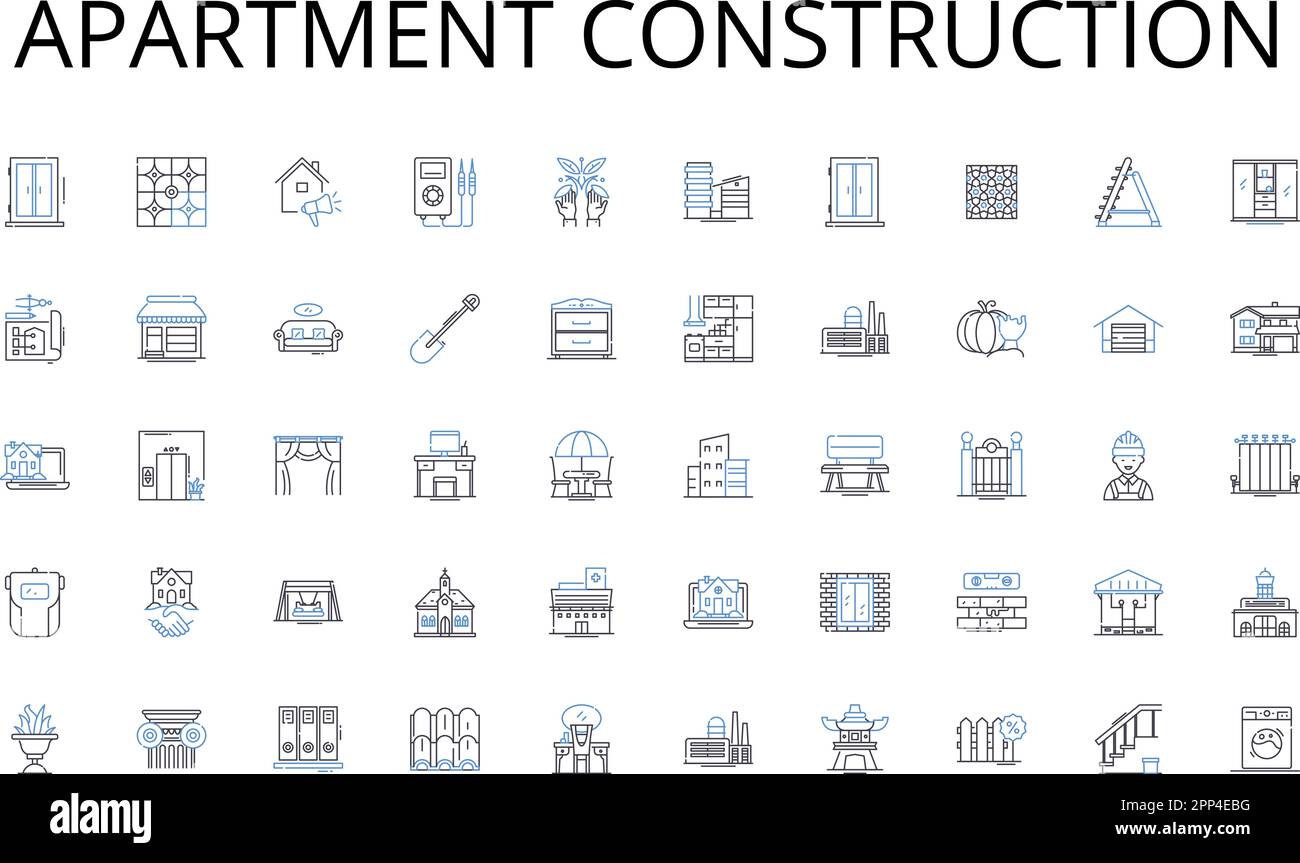 Apartment construction line icons collection. Renovation, Restoration ...