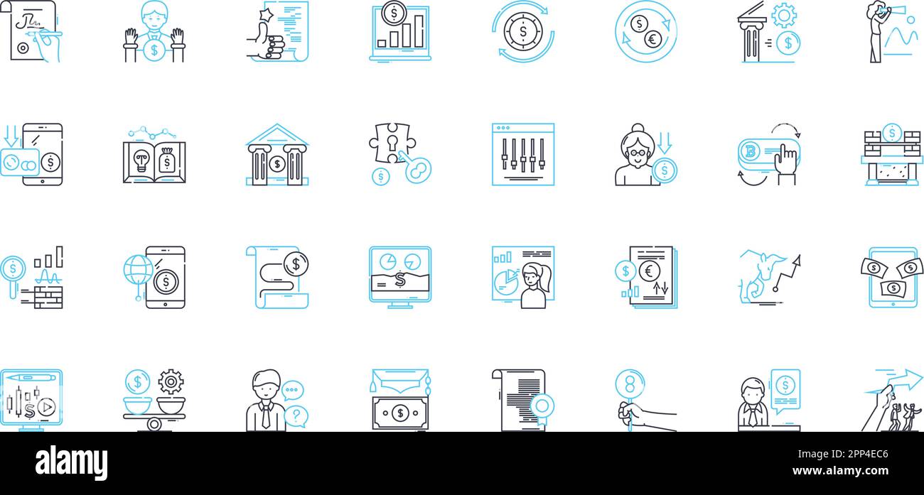 Investment trust linear icons set. Asset, Portfolio, Security, Fund ...