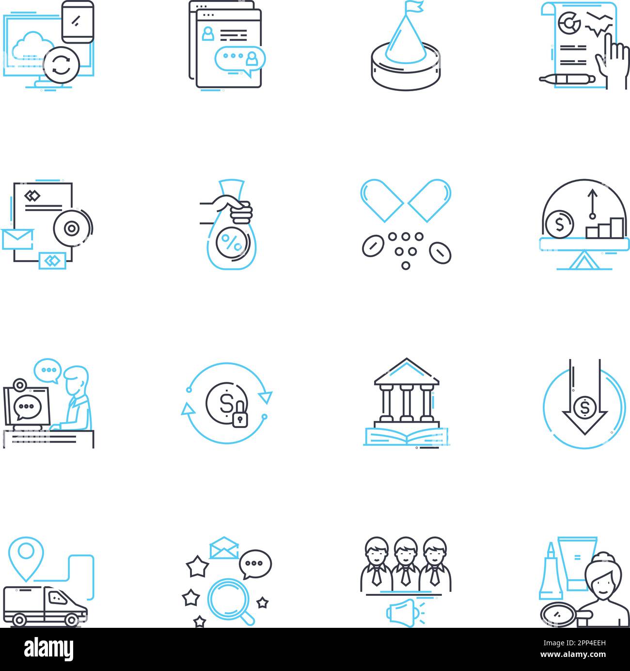 Tax law linear icons set. Deductions, Exemptions, Credits, Income ...