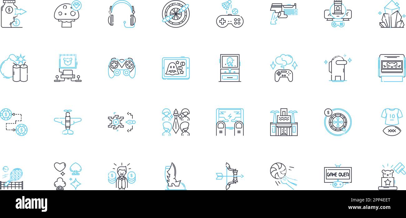 Wagering linear icons set. Bet, Chance, Stake, Gamble, Win, Lose ...