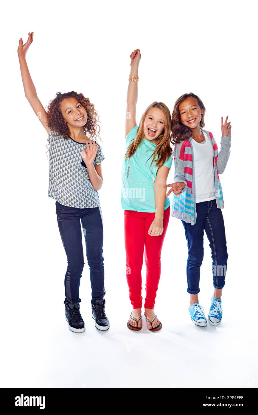 We bring the fun. Studio shot of a group of young friends having fun ...
