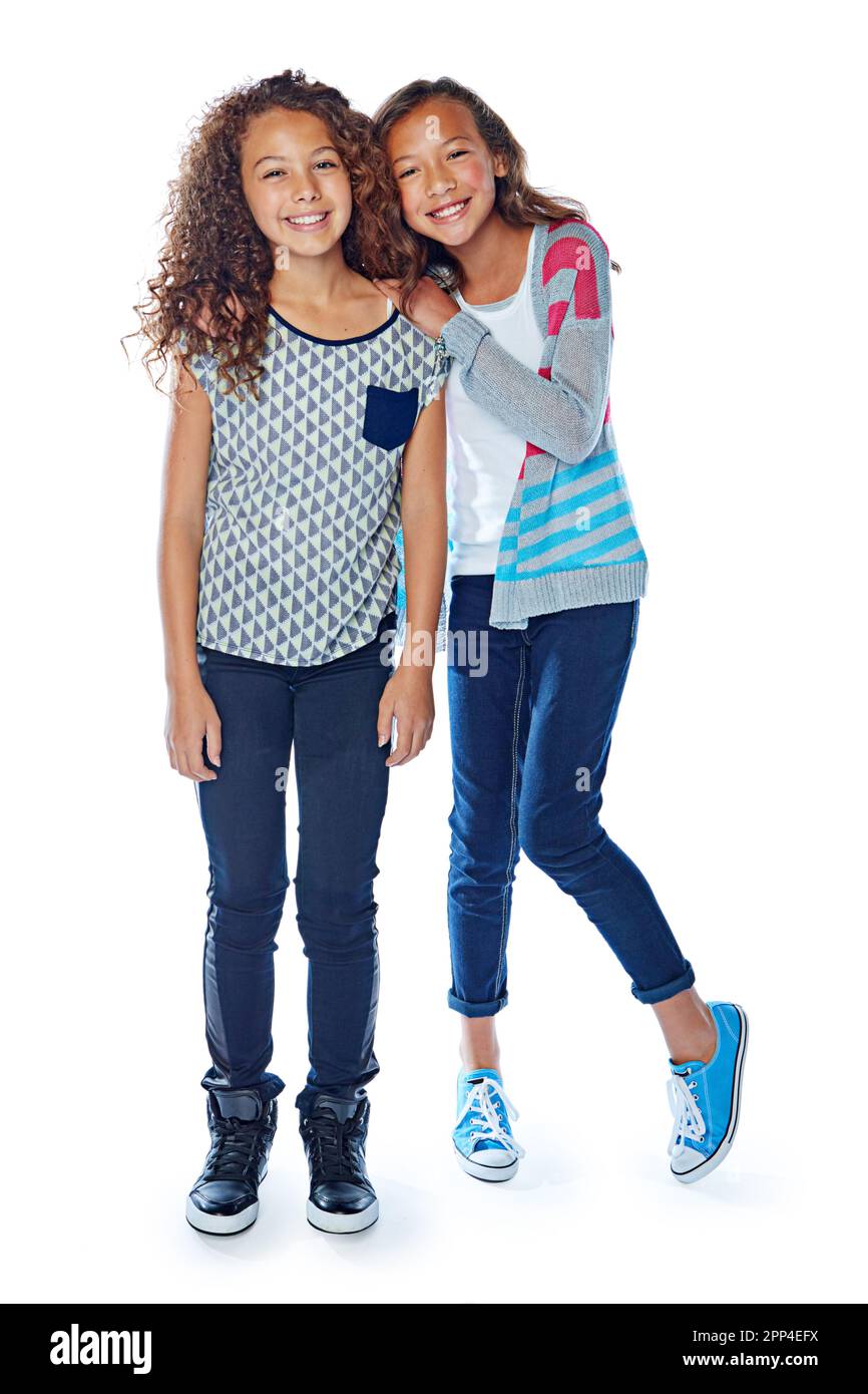 My bestie is super special. Studio portrait of two best friends posing ...