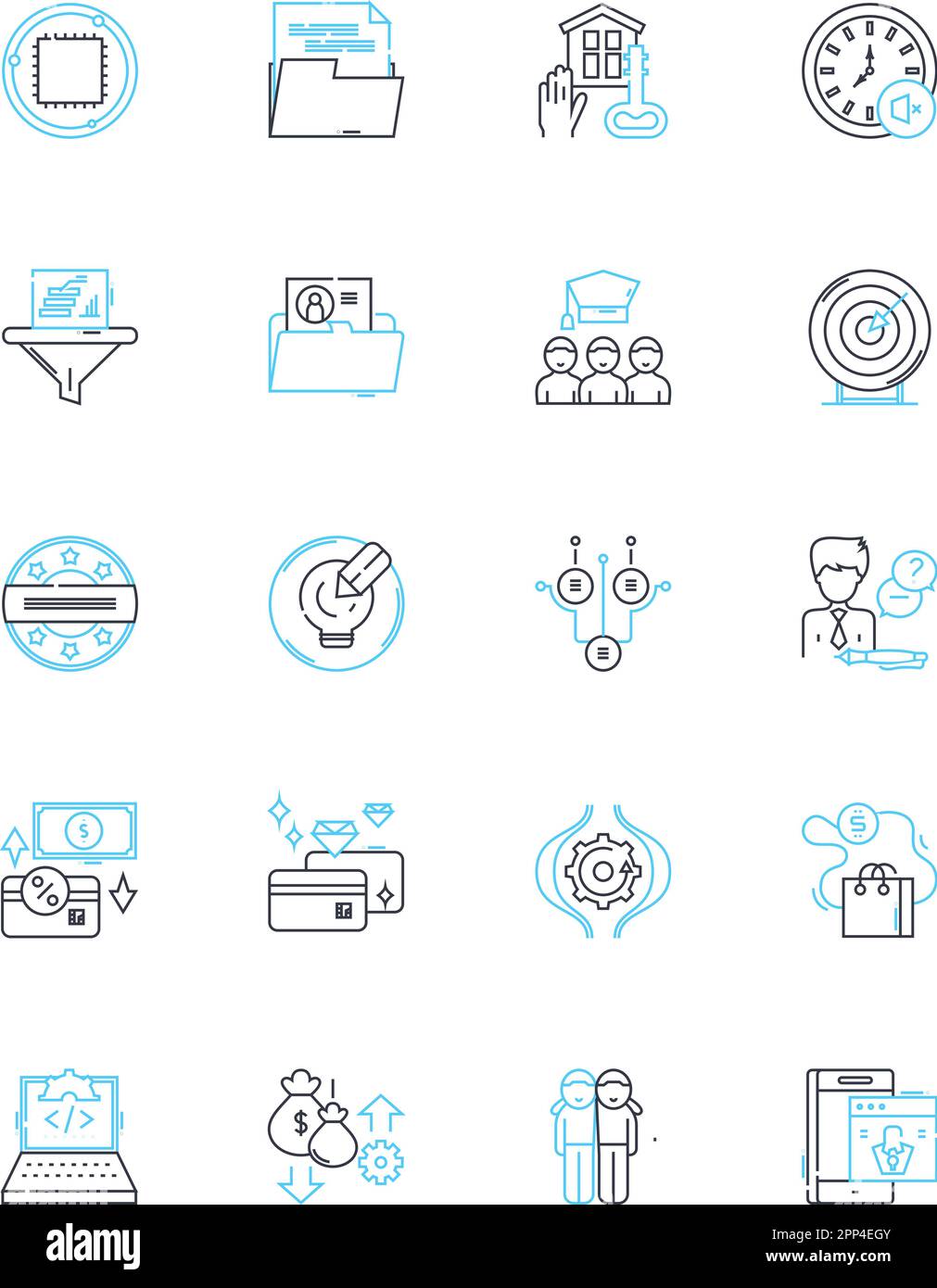 Interior Design For Workspace Linear Icons Set Productivity