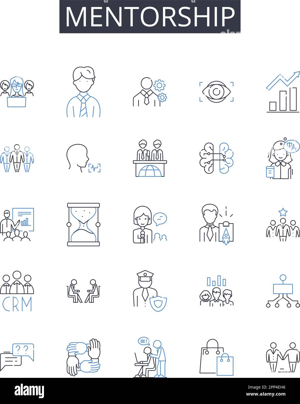 Mentorship line icons collection. Apprenticeship, Coaching, Guidance ...