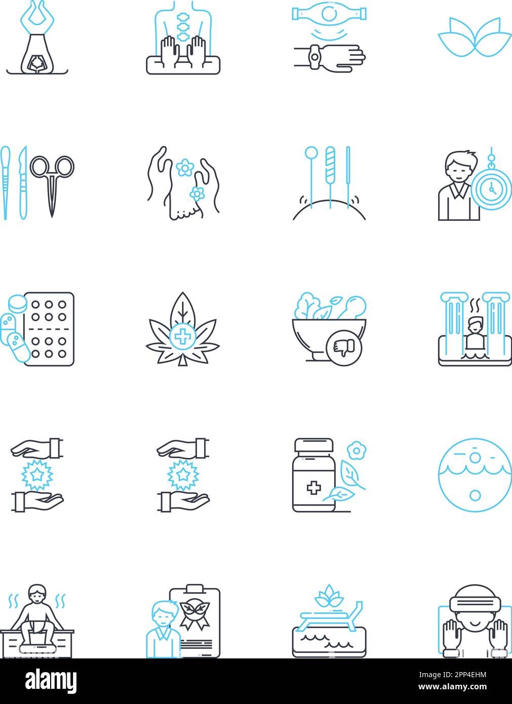 Herbal remedies linear icons set. Aromatherapy, Digestion, Immunity ...