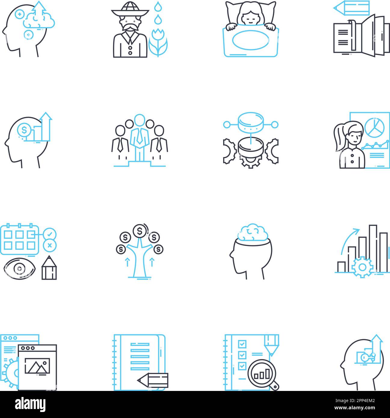 Piering platforms linear icons set. Stability, Strength, Durability ...