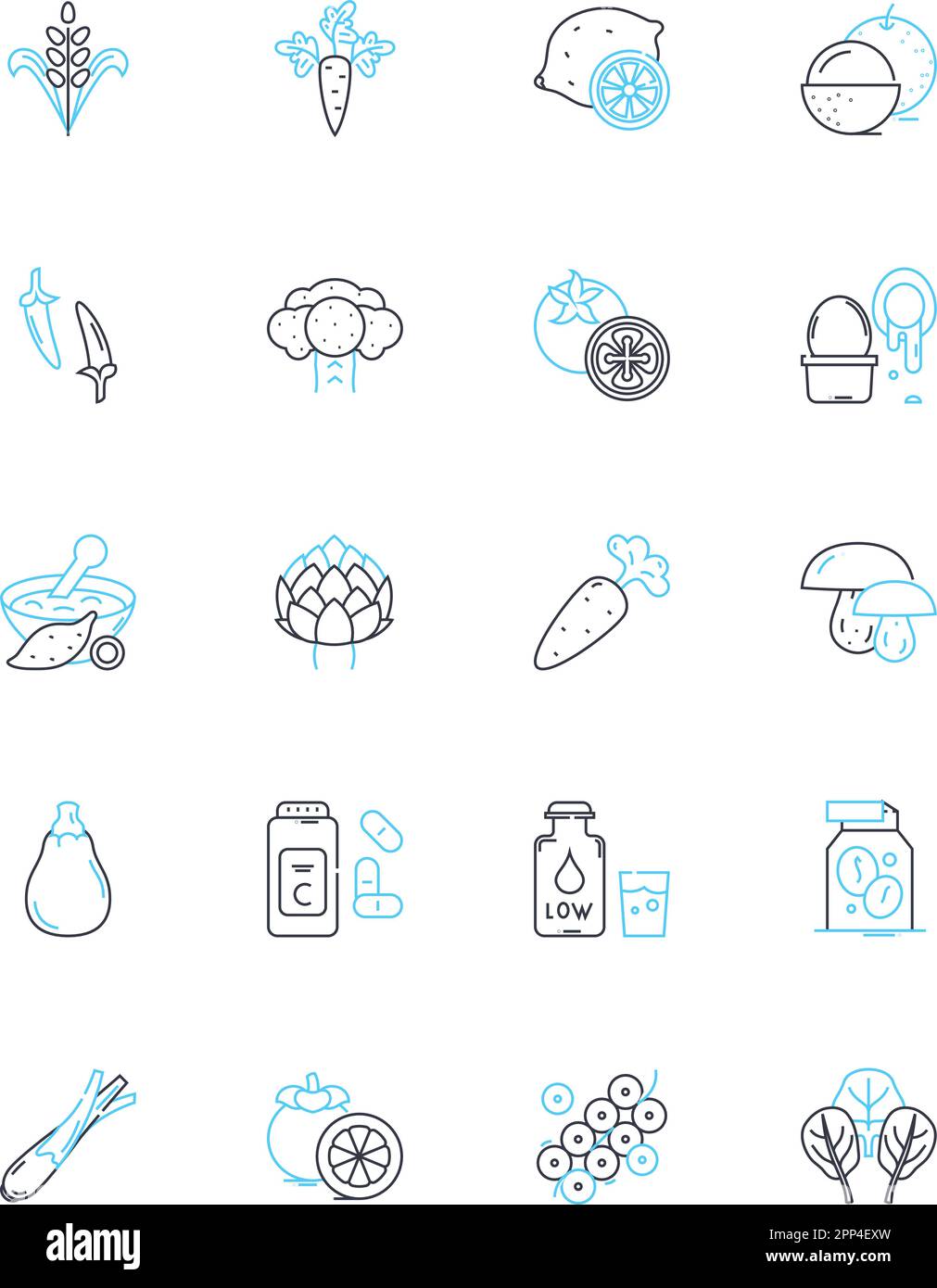 Balanced diet linear icons set. Nutrition, Health, Protein ...