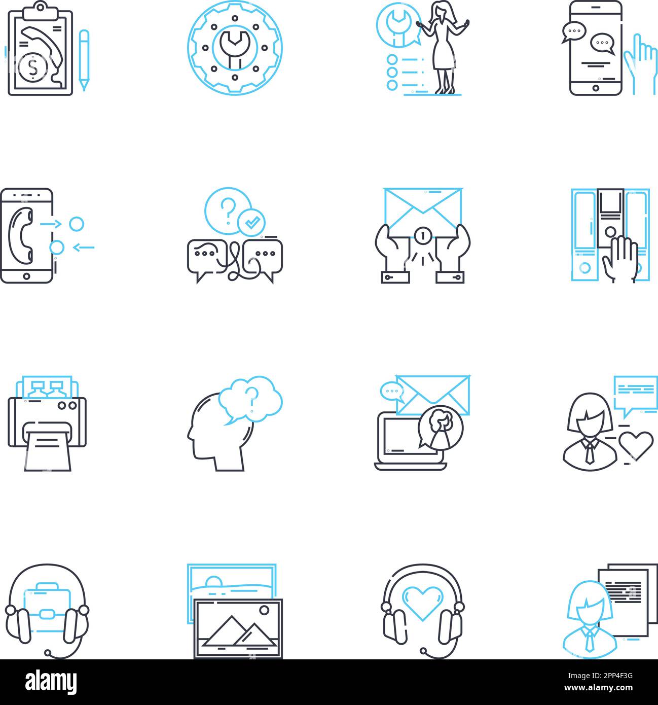 Entrepreneurial help linear icons set. Mentorship, Innovation, Nerking ...