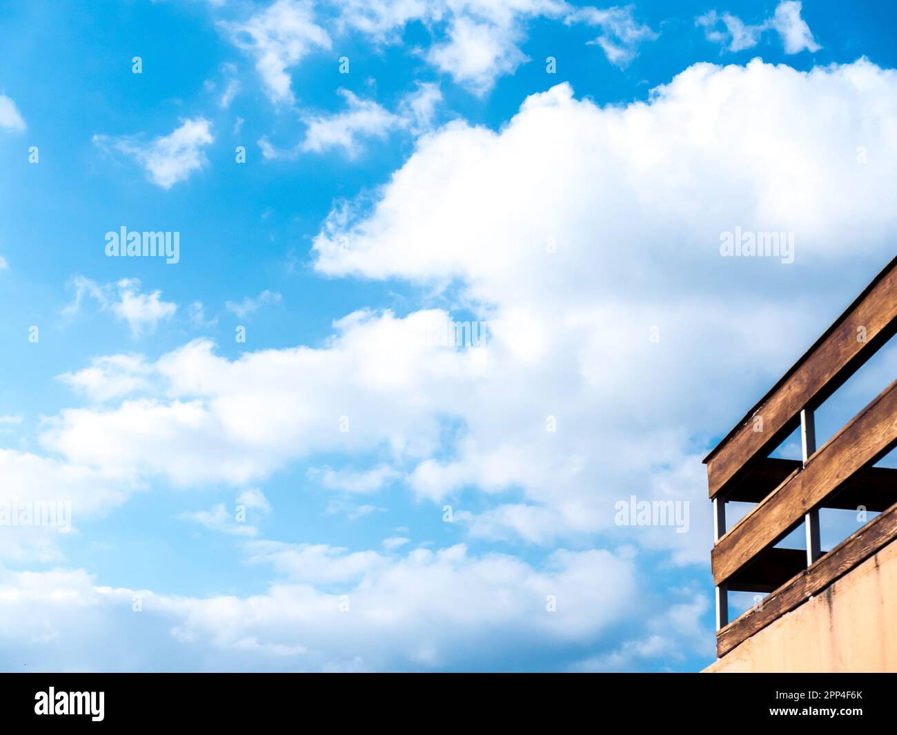 blue sky cloud with old terrace fench Stock Photo - Alamy