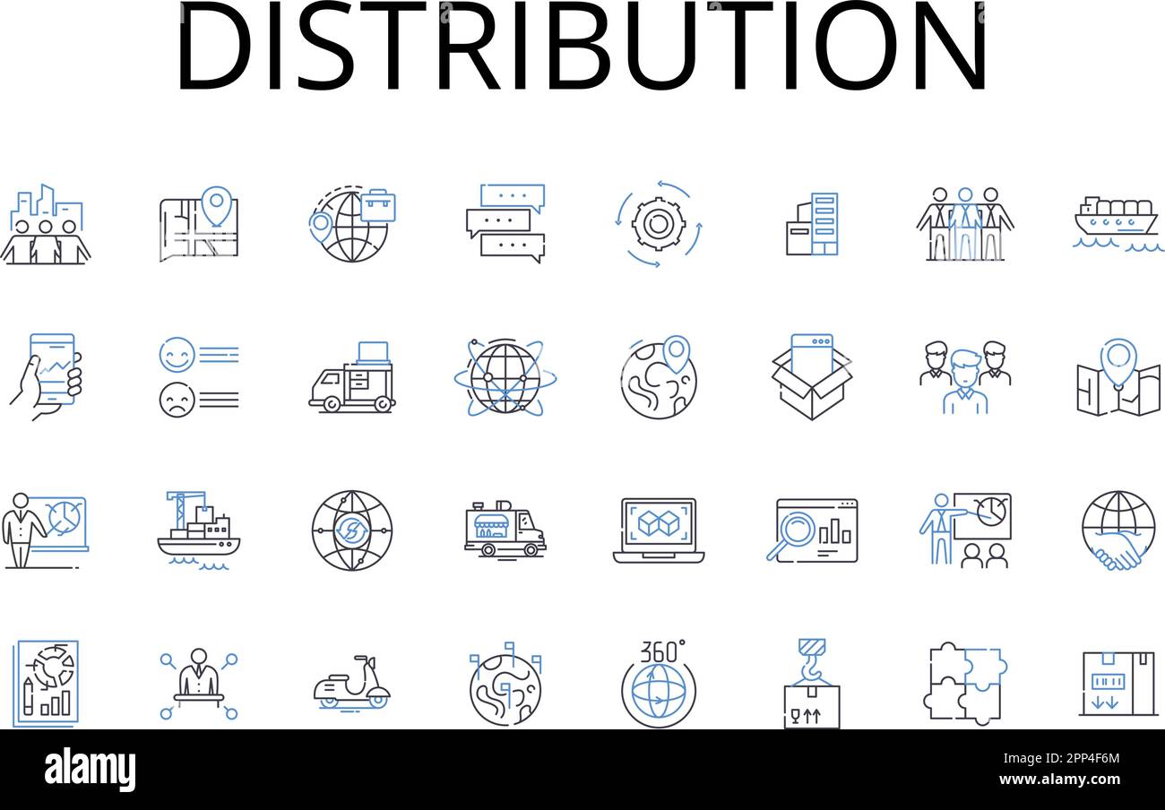 Distribution line icons collection. Dispensation, Allotment, Delivery ...
