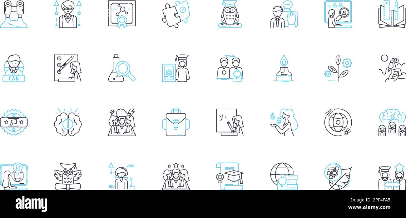 Bright academy linear icons set. Learning, Education, Success, Growth ...
