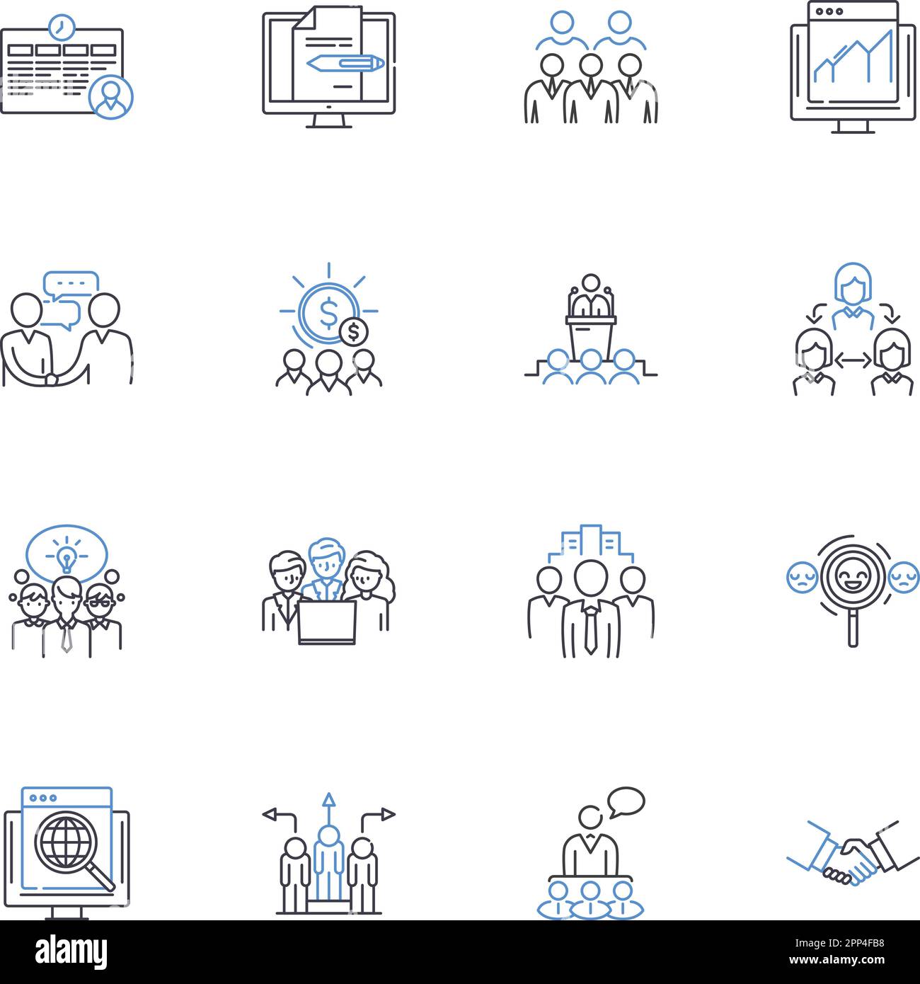 Mutual Support Line Icons Collection Encouragement Empathy Unity