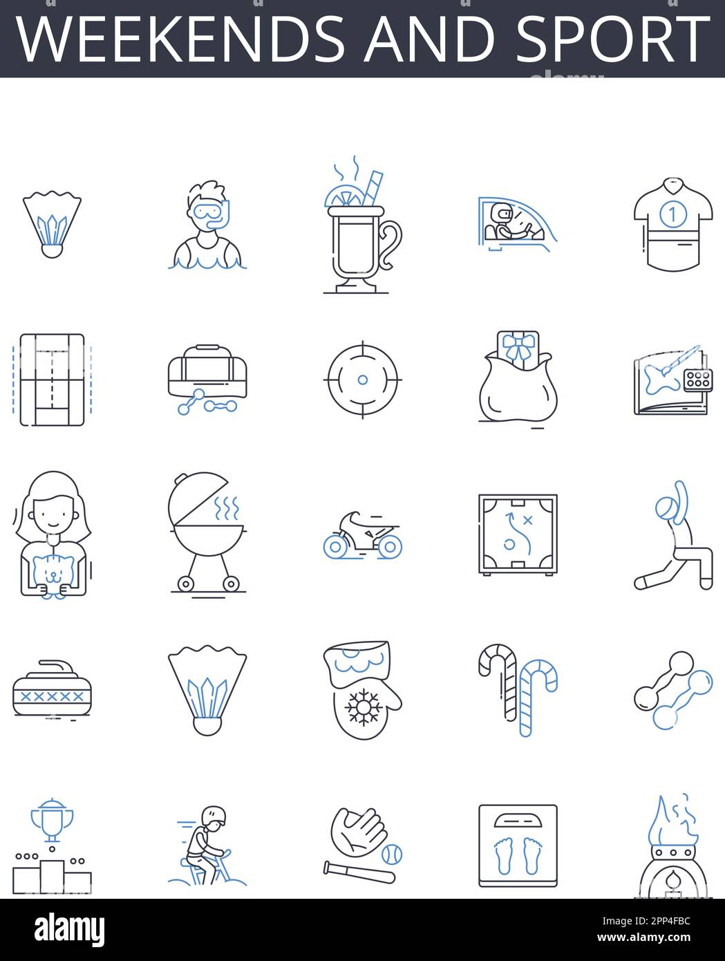 Weekends and sport line icons collection. Saturdays and athletic ...