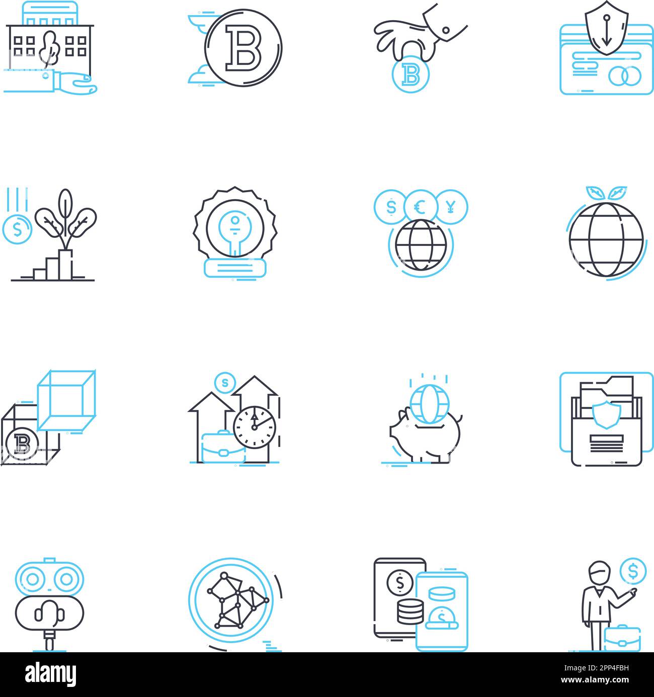 Virtual nerking linear icons set. Engagement, Connection, Interactivity, Collaboration ...