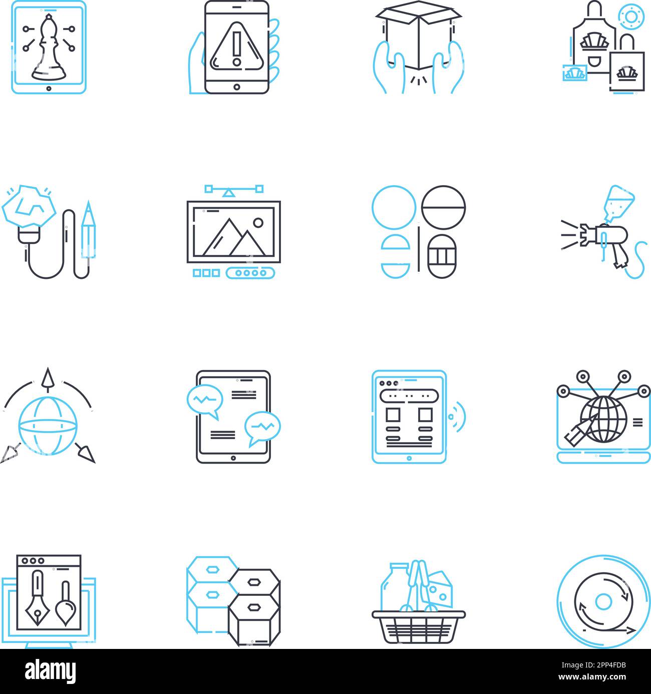 Content Creation Linear Icons Set Creativity Writing Design