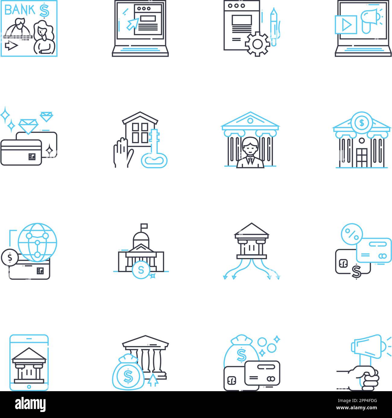 Market linear icons set. Demand, Supply, Competition, Pricing ...