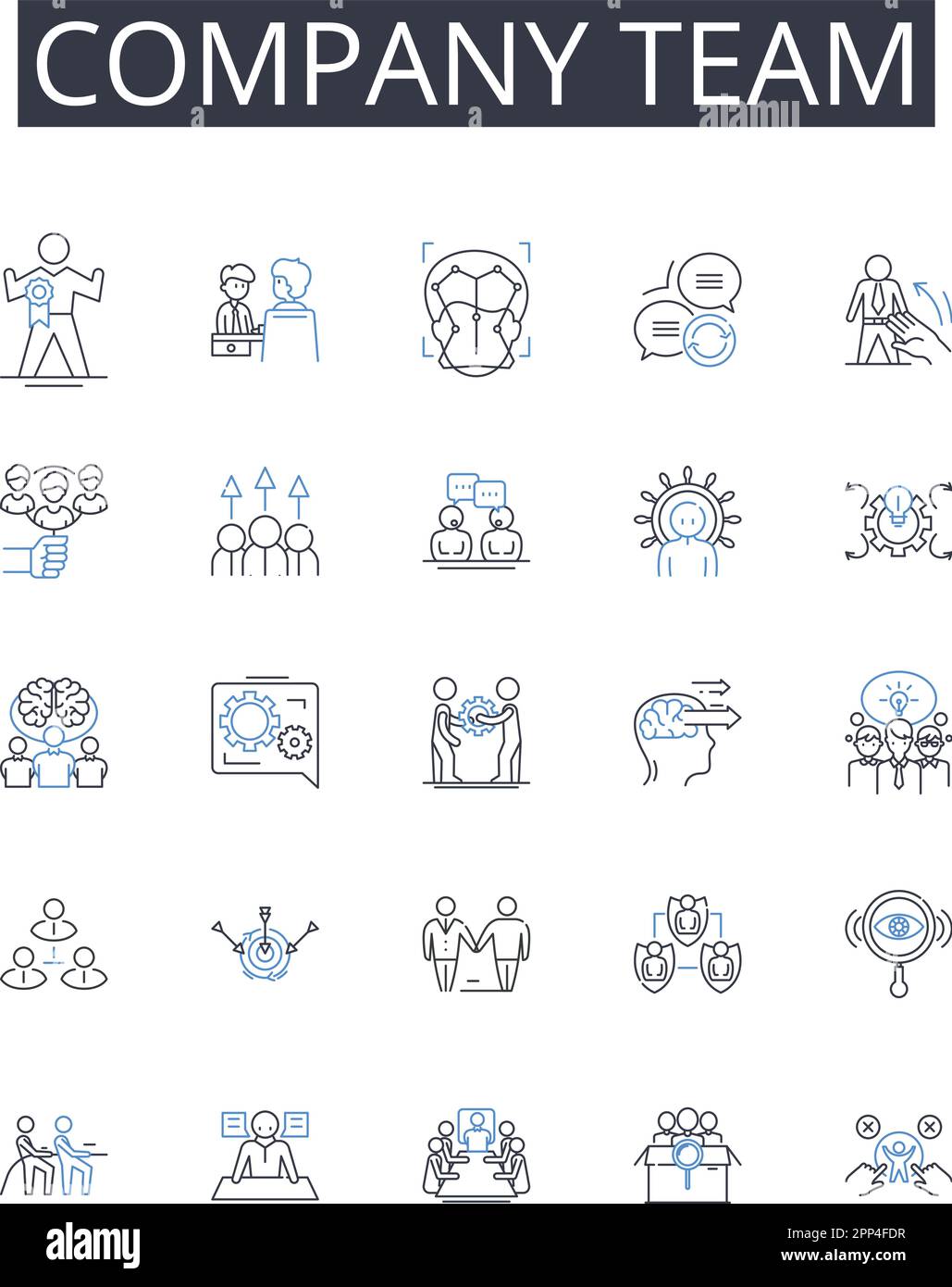 Company team line icons collection. Business group, Corporation squad ...