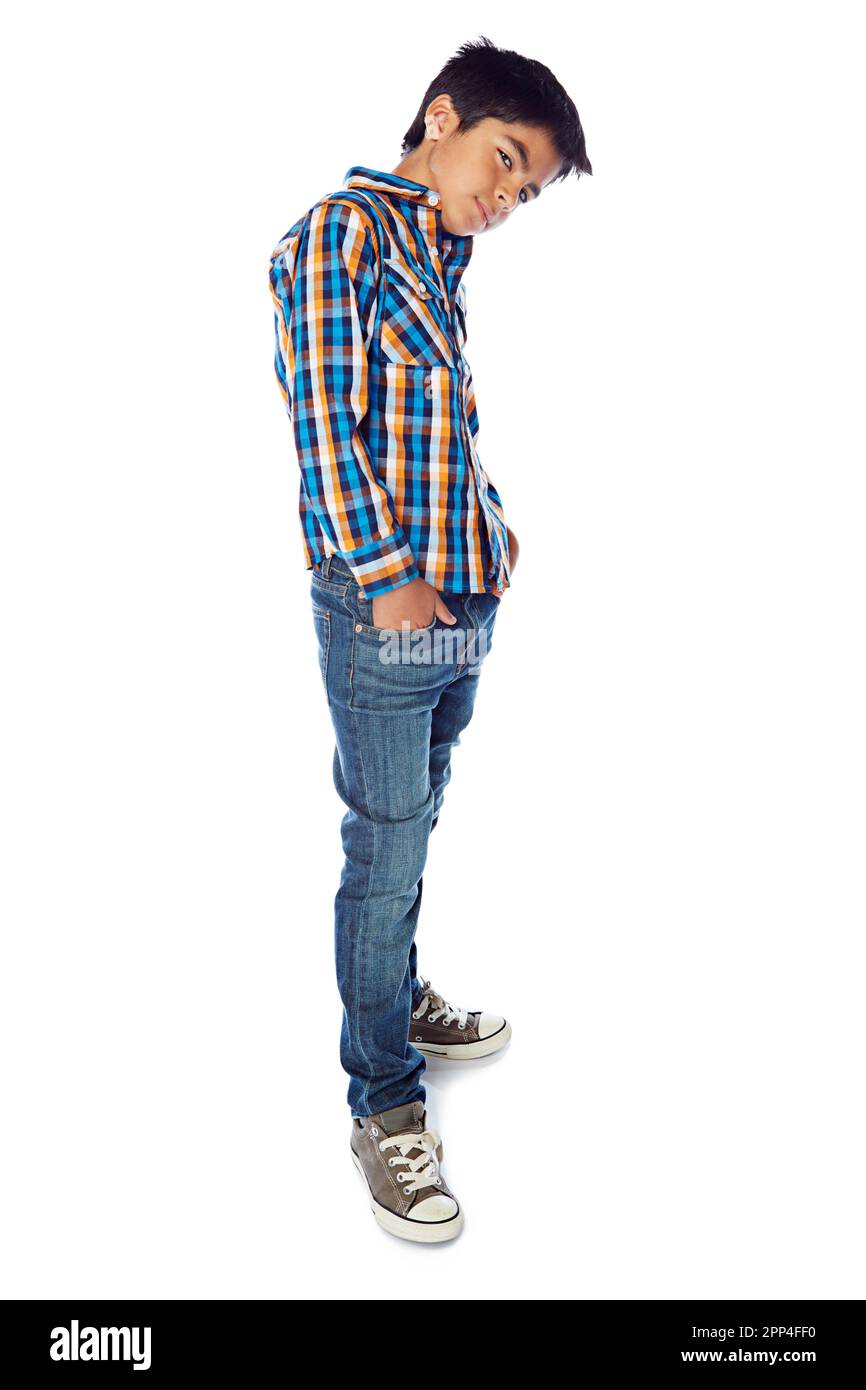 Call me Mr Cool. Studio portrait of a young boy posing against a white ...