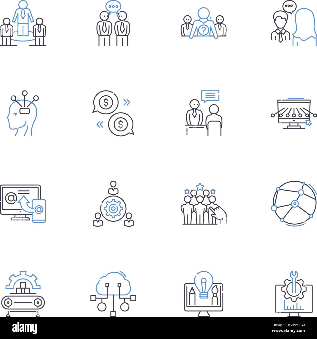 Synergy Line Icons Collection Collaboration Integration Cooperation